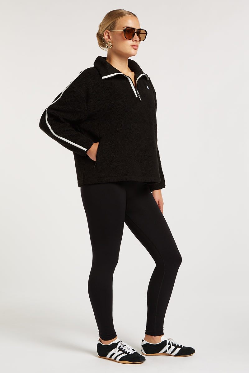 MADDOX Fleece Half-Zip Black | 4TH ARQ